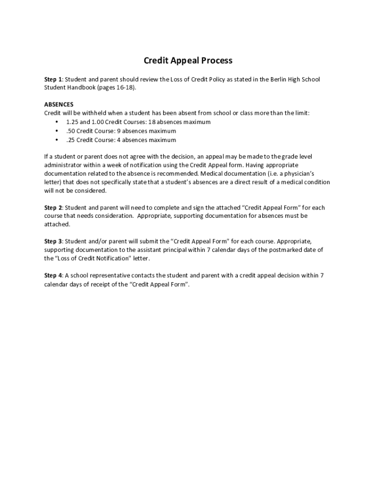 Fillable Online Attendance Appeal Form Step #1: Student and Parent ...