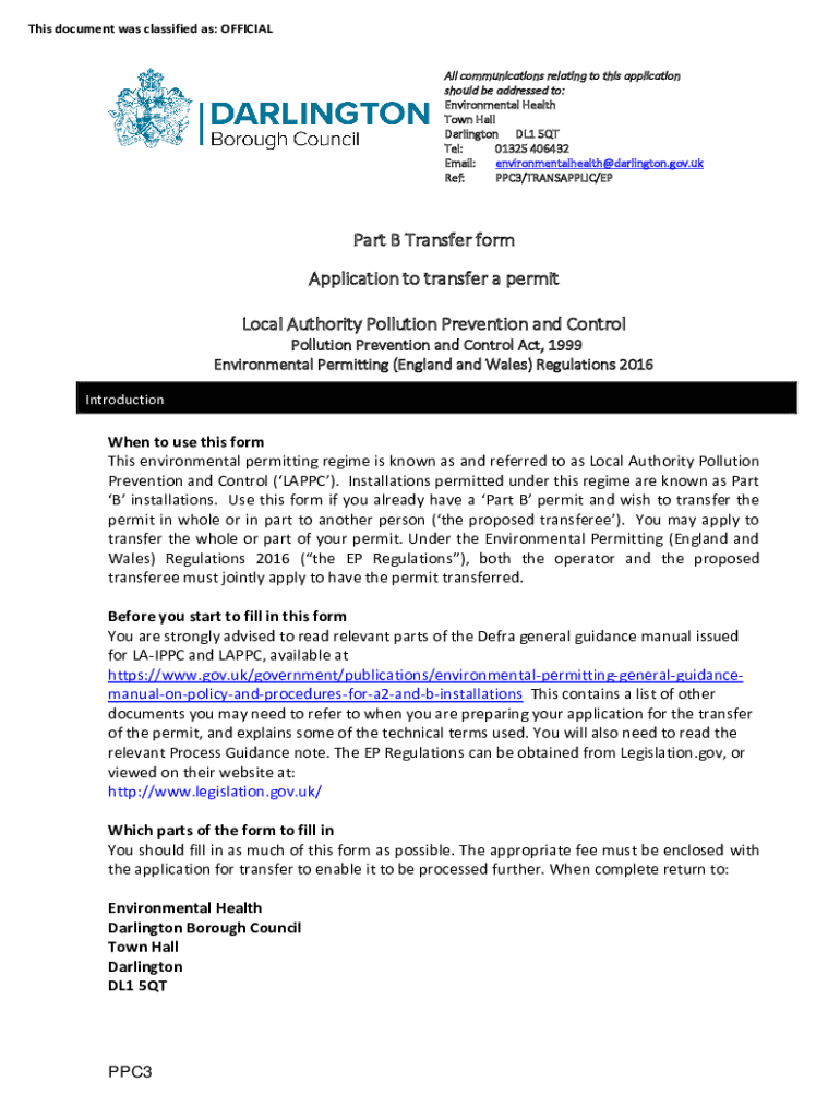 Fillable Online PPC1 Part B Application form Fax Email Print - pdfFiller