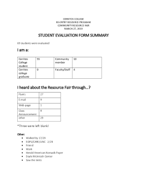 Fillable Online student evaluation form summary Fax Email Print - pdfFiller