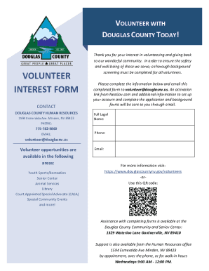 Fillable Online VOLUNTEER INTEREST FORM Fax Email Print - pdfFiller