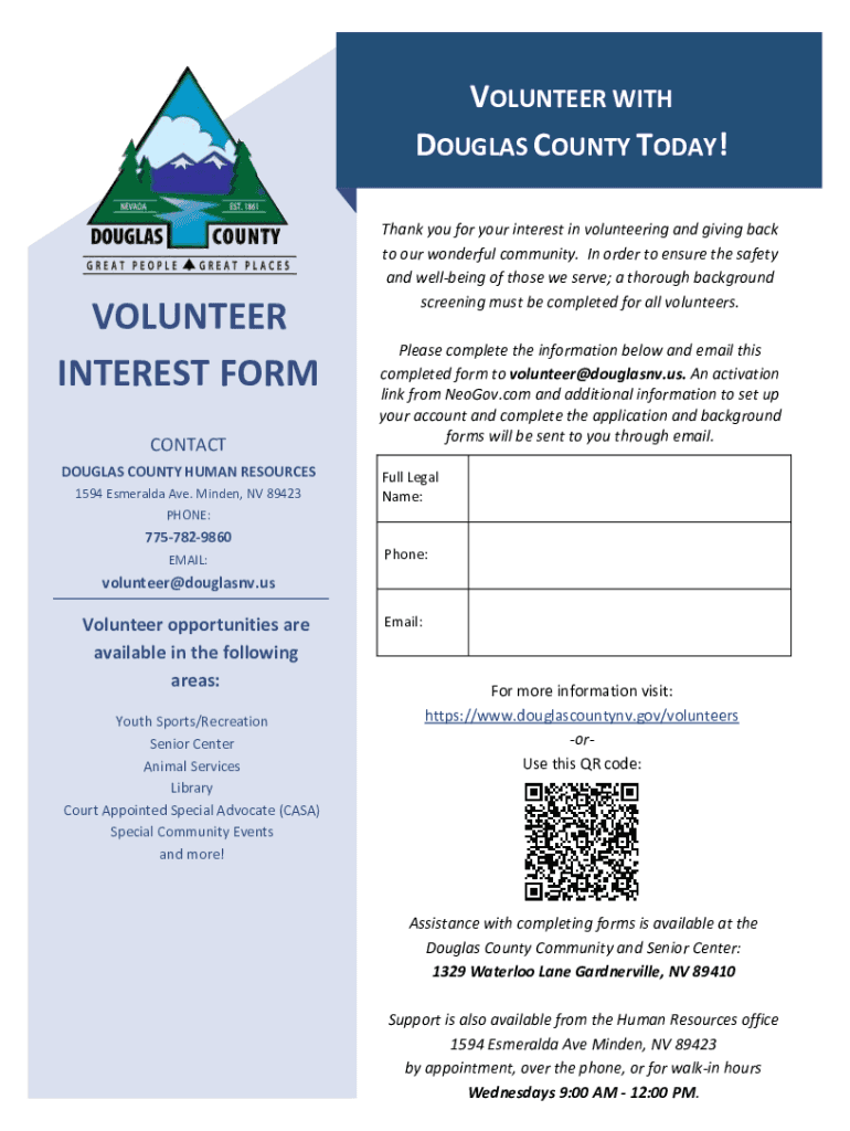 Fillable Online VOLUNTEER INTEREST FORM Fax Email Print - pdfFiller