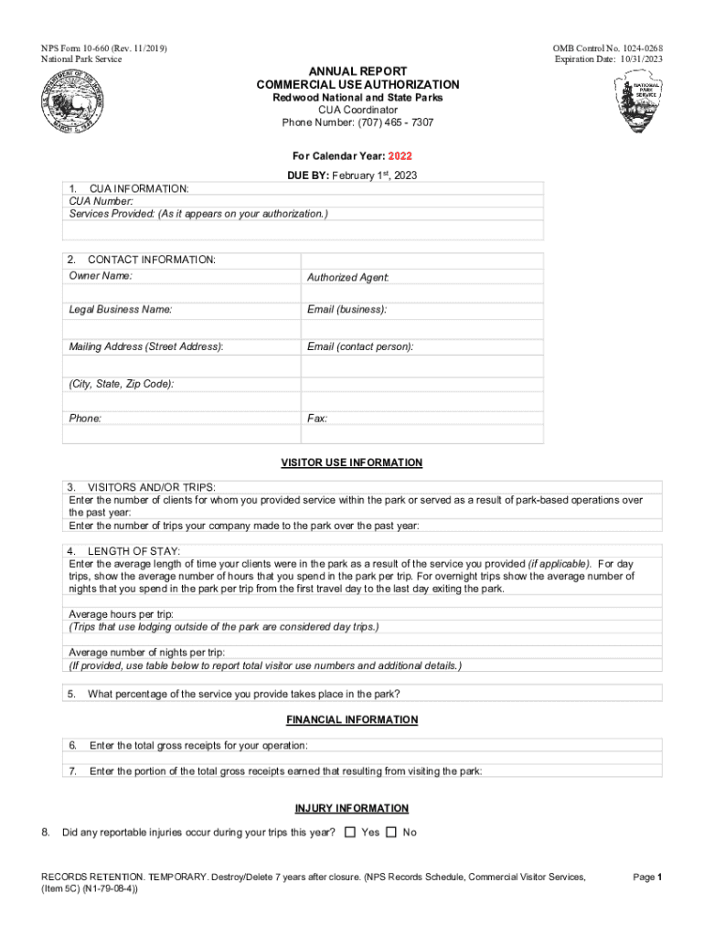 Fillable Online INTERIOR/NPS-24, Commercial Use Authorization (CUA) ... Fax Email Print - pdfFiller