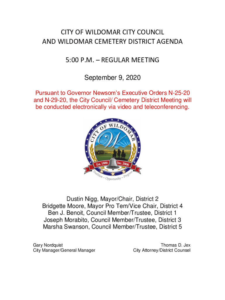 Fillable Online CITY OF WILDOMAR CITY COUNCIL AND ... Fax Email Print ...