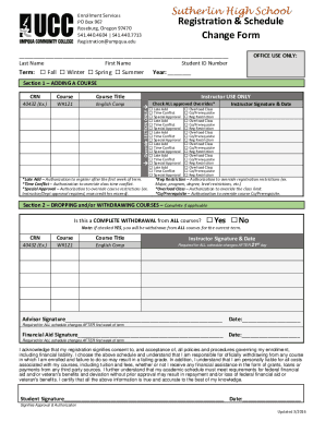 Fillable Online Registration & Schedule Change Form Fax Email Print ...