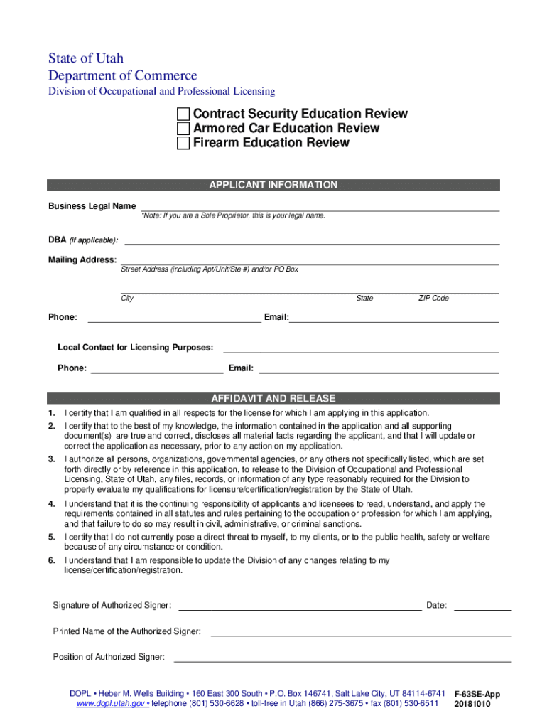 Fillable Online dopl utah utah state bulletin Fax Email Print - pdfFiller
