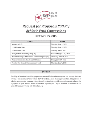 Fillable Online Request for Proposals (RFP) Athletic Park Concessions ...