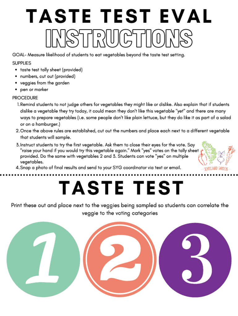Fillable Online Tips for Fruit and Vegetable Taste Tests - Cooperative ...