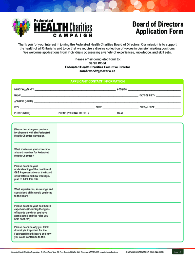 Fillable Online Board Member Application Form Fax Email Print - pdfFiller