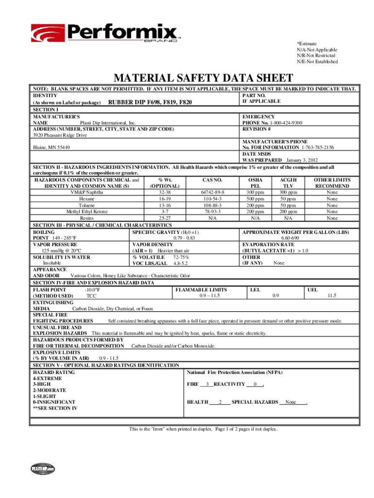 Fillable Online SAFETY DATA SHEET INDEMNIFY Fax Email Print - pdfFiller