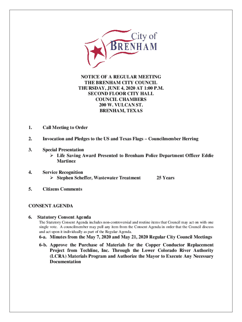 Fillable Online Life Saving Award Presented to Brenham Police ...