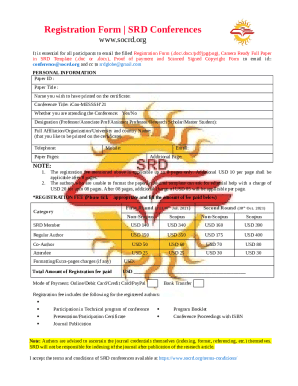 Registration SRD Conferences Doc Template | pdfFiller