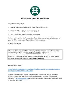 Fillable Online Parent Driver Forms are now online! It's just a few ...
