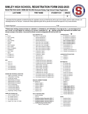Fillable Online SIMLEY HIGH SCHOOL REGISTRATION FORM 2022-2023 Fax ...