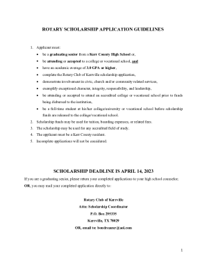 Fillable Online rotary scholarship application guidelines Fax Email Print - pdfFiller