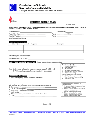 Fillable Online WCM Seizure Action Plan Fax Email Print - pdfFiller