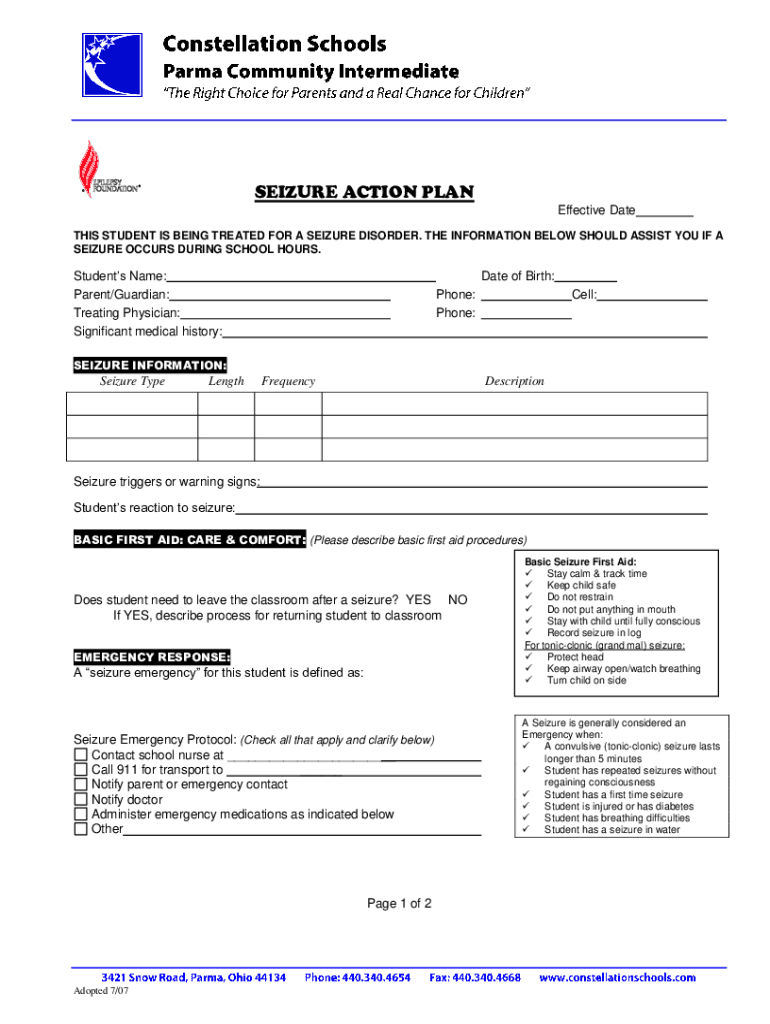 Fillable Online PCI Seizure Action Plan Fax Email Print - pdfFiller