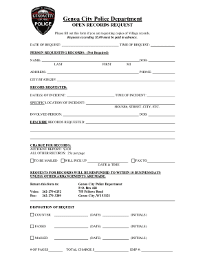 Fillable Online Open Records Request-Police Department Fax Email Print ...