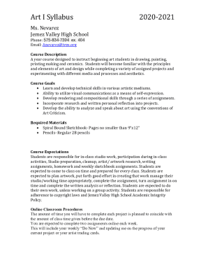 Fillable Online High school art syllabus.docx Fax Email Print - pdfFiller
