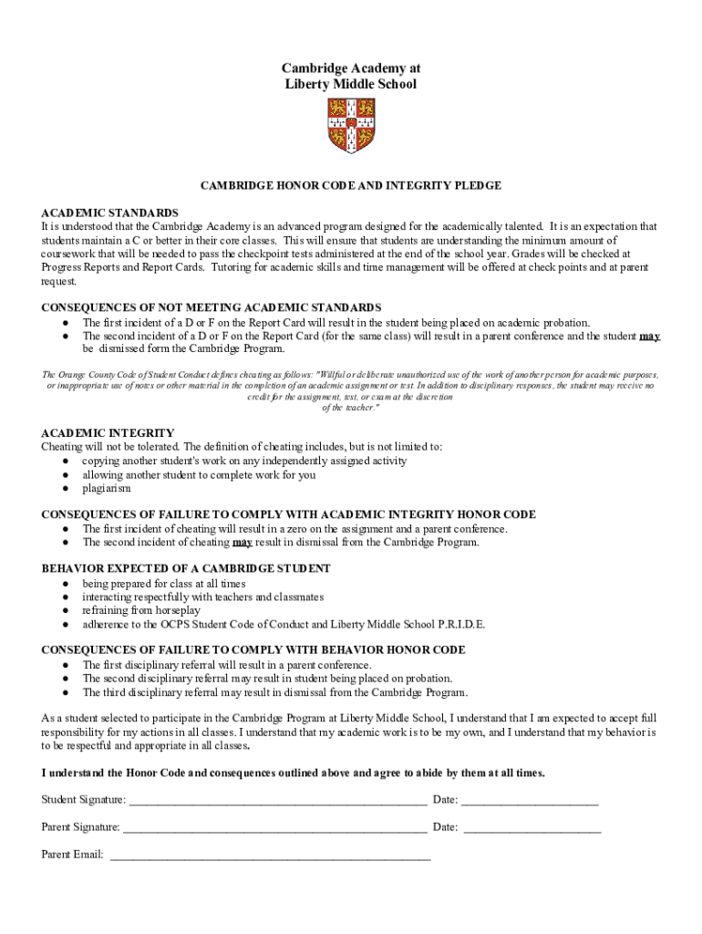 Fillable Online HONOR CODE STATEMENT Fax Email Print - pdfFiller