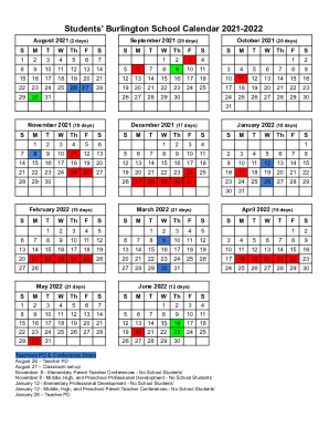 Fillable Online Students' 21/22 school calendar Fax Email Print - pdfFiller