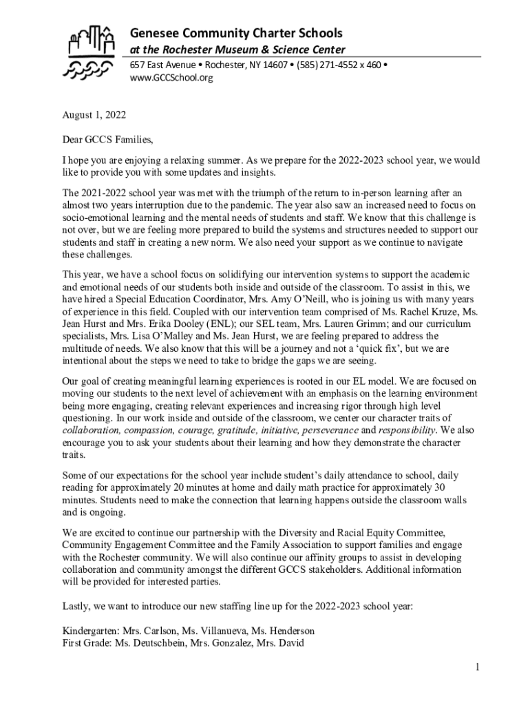 Fillable Online Genesee Community Charter School at the Rochester Museum ... Fax Email Print ...