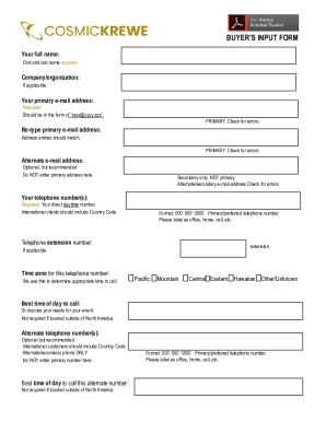 Fillable Online BUYER'S INPUT FORM Fax Email Print - pdfFiller