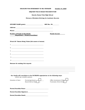 Fillable Online Patrons Exam Fee Reduction Request ... Fax Email Print ...