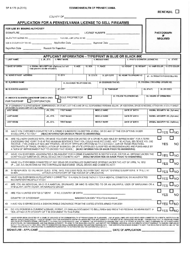 Fillable Online Application-for-a-Pennsylvania-License-to-Sell-Firearms ...