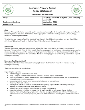 Fillable Online Benhurst Primary School Policy Statement Fax Email ...