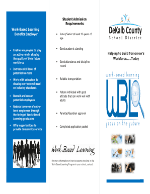 Fillable Online Work-Based Learning Benefits Employer Student Admission ...