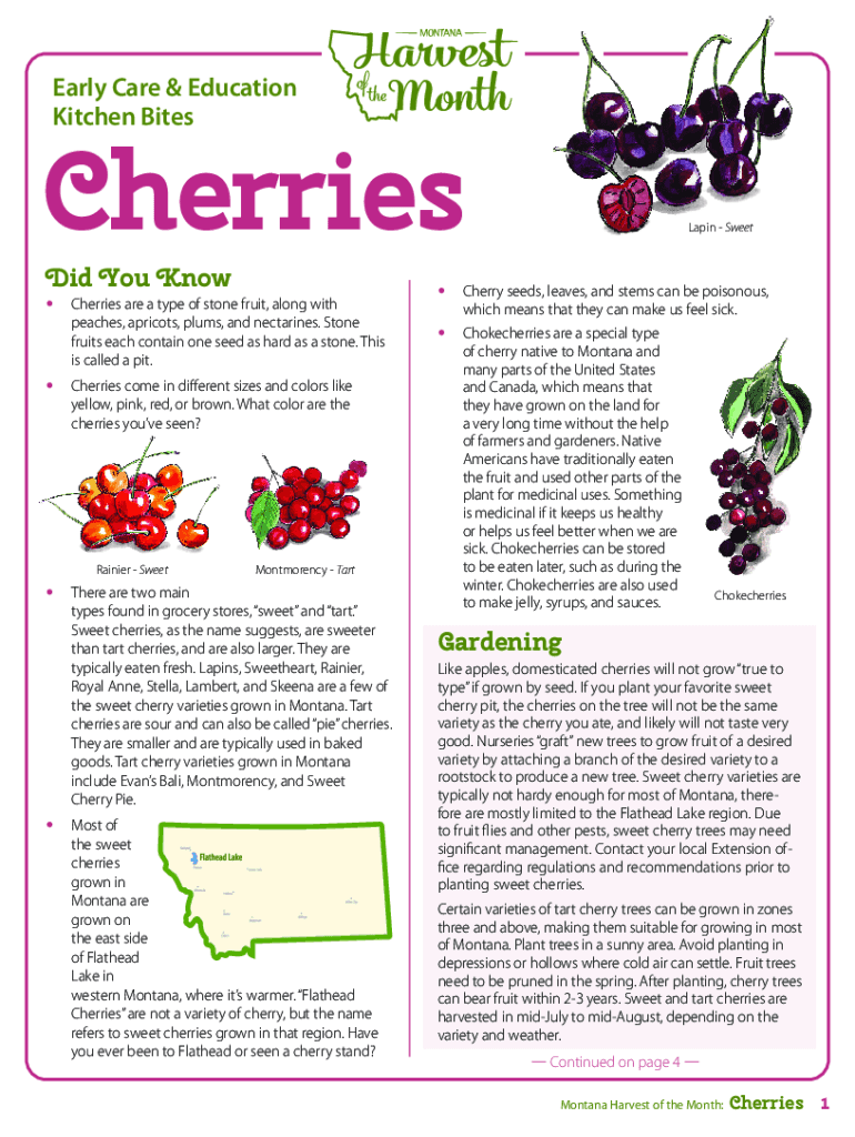 Fillable Online Harvest of the Month - Early Care and Education Kitchen ...