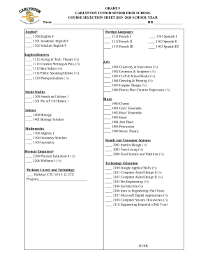 Fillable Online grade 9 carlynton junior-senior high school course ... Fax Email Print - pdfFiller