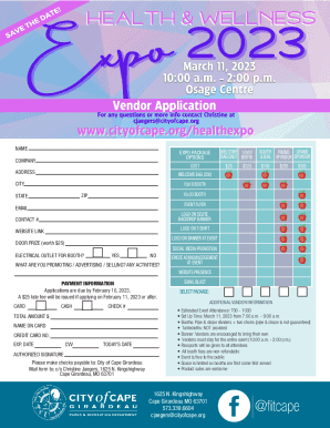 Fillable Online Health & Wellness Expo vendor form Fax Email Print ...
