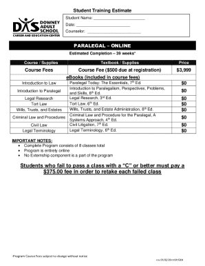Fillable Online North Carolina Bar Association Paralegal Student ...