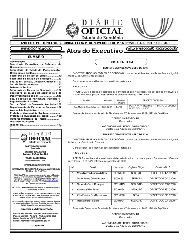 Preenchível Disponível diof ro gov 211 - DIOF RO Fax Email Imprimir ...