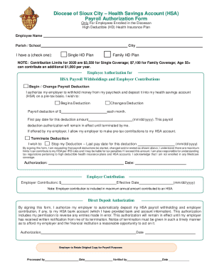Fillable Online Health Savings Account (HSA) Payroll Authorization Form Fax Email Print - pdfFiller