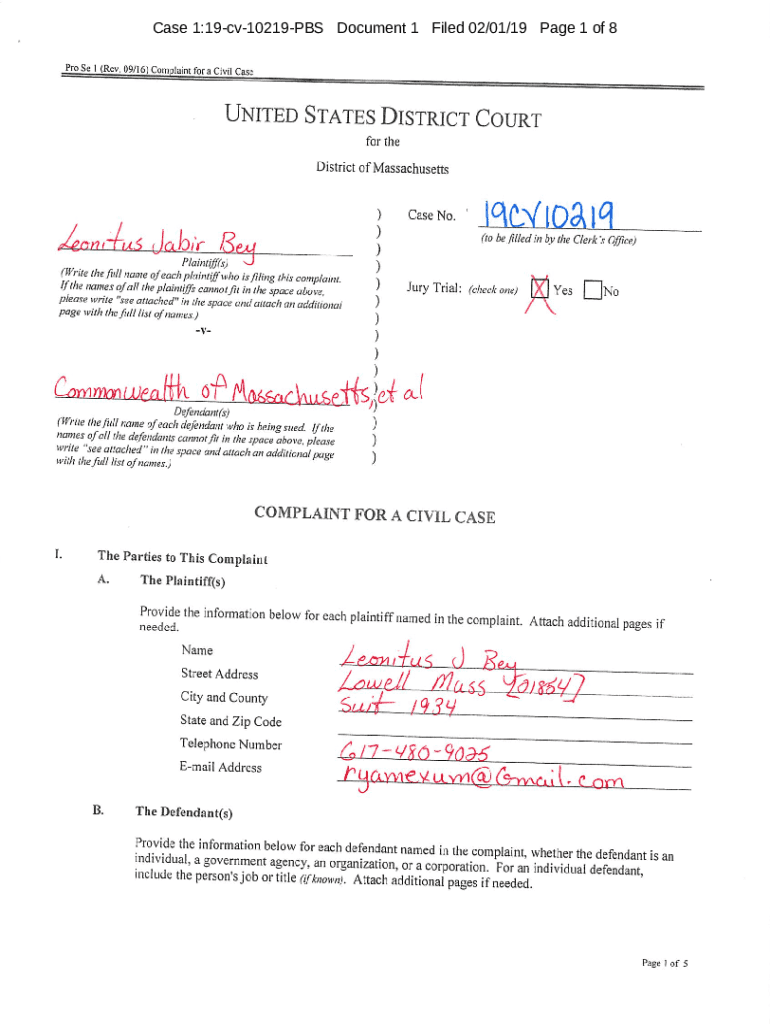 Fillable Online Complaint for a Civil Case Fax Email Print - pdfFiller