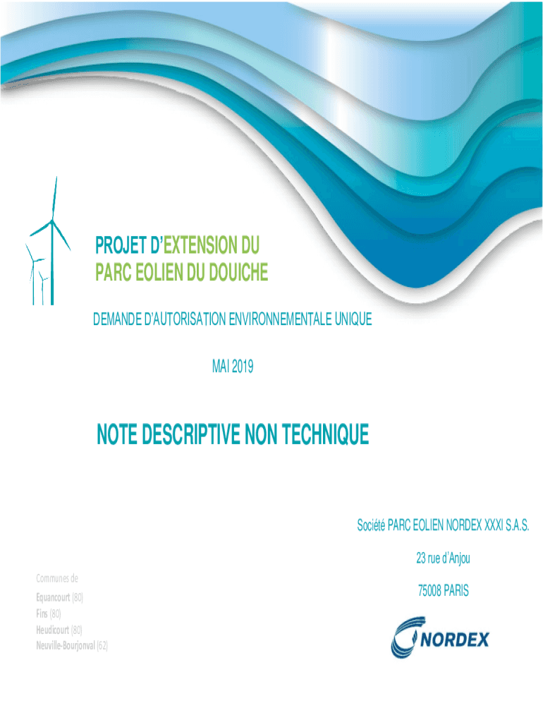 Remplissable En Ligne Projet d'extension du parc olien du Douiche (62, 80) ... Fax Email ...