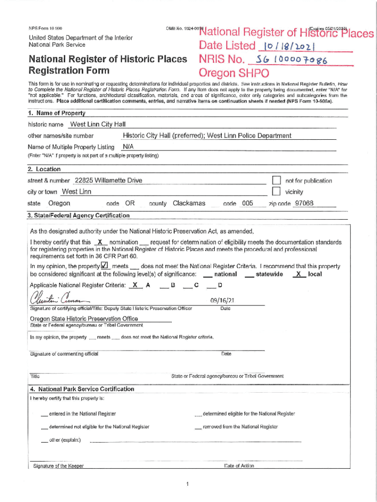 Fillable Online w National Register of Historic Places Registration ...