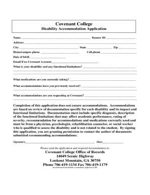 Fillable Online Disability Accommodation Application Fax Email Print ...