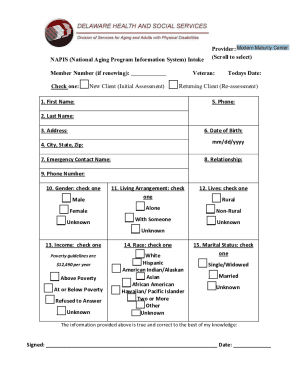 Fillable Online NAPIS (National Aging Program Information System ...
