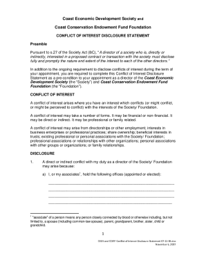 Fillable Online conflict of interest disclosure statement Fax Email ...