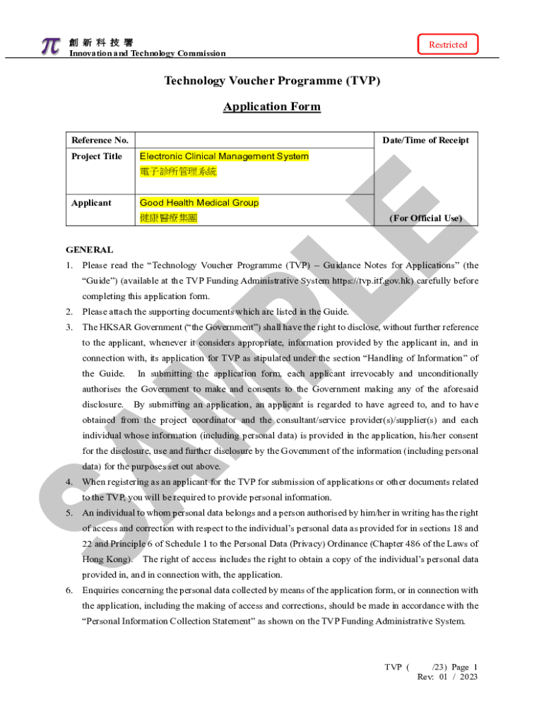 Fillable Online Technology Voucher Programme (TVP) Application Form Fax Email Print - pdfFiller