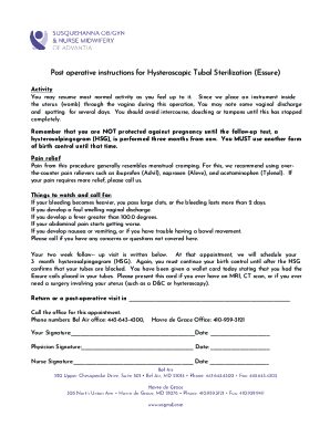 Fillable Online Tubal Ligation Side Effects, Recovery & Steps ... Fax Email Print - pdfFiller