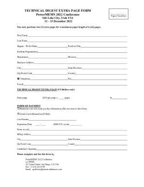 Fillable Online TECHNICAL DIGEST EXTRA PAGE FORM ... Fax Email Print ...