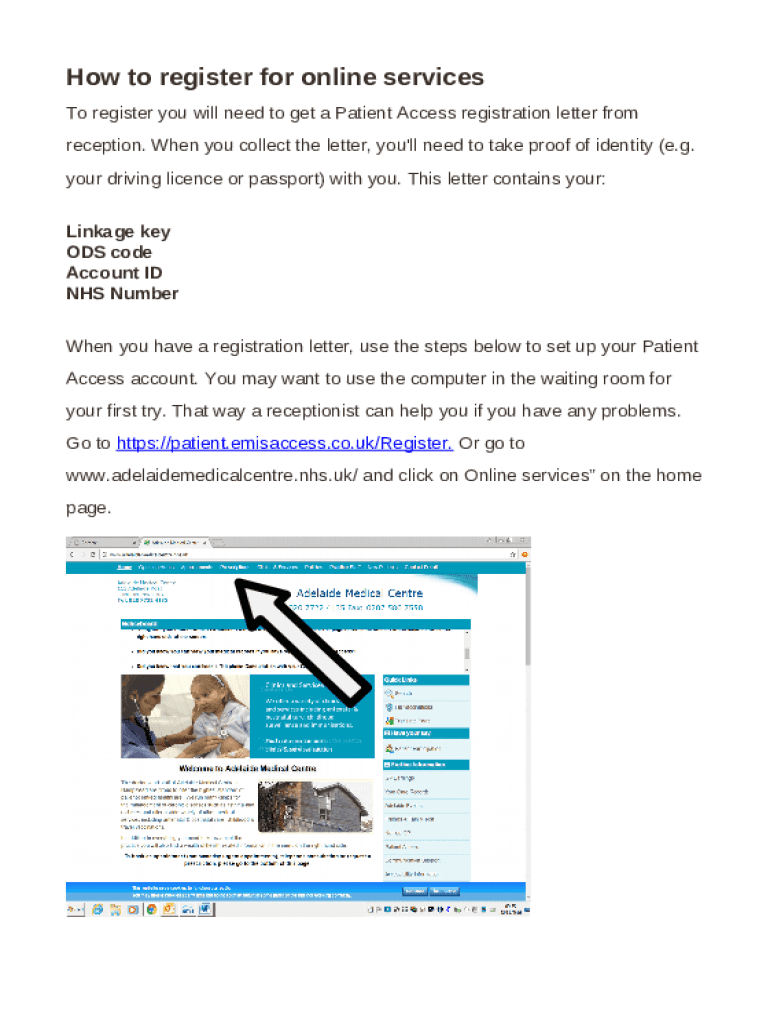 Signing in to Patient Access Online Services Doc Template | pdfFiller