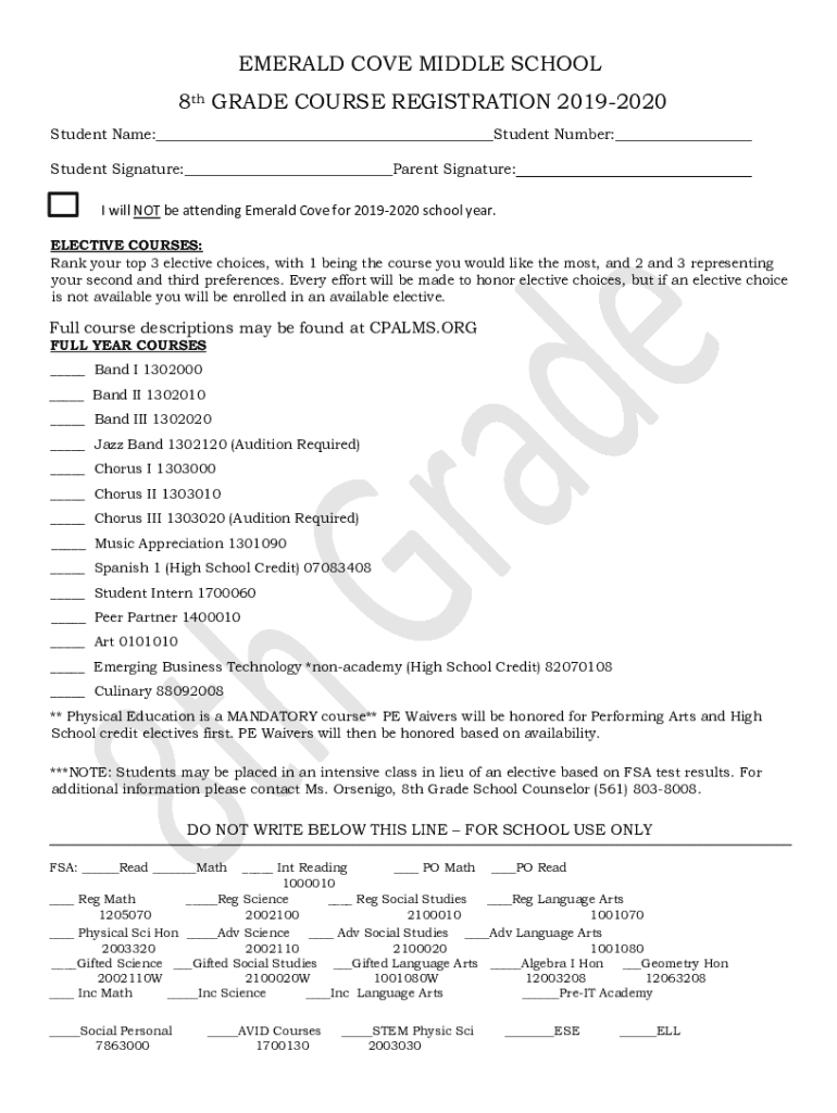 Fillable Online 8th Grade Selection Form SY20.docx Fax Email Print - pdfFiller