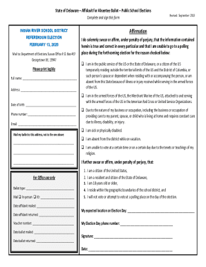 Fillable Online Affidavit for Absentee Ballot - Affirmation Fax Email ...