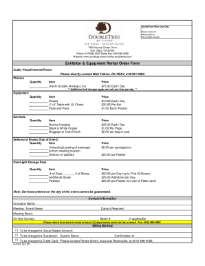 Fillable Online Exhibitor & Equipment Rental Order Form Fax Email Print ...