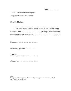 Fillable Online Deed or Document Recording - Registrar General's ...